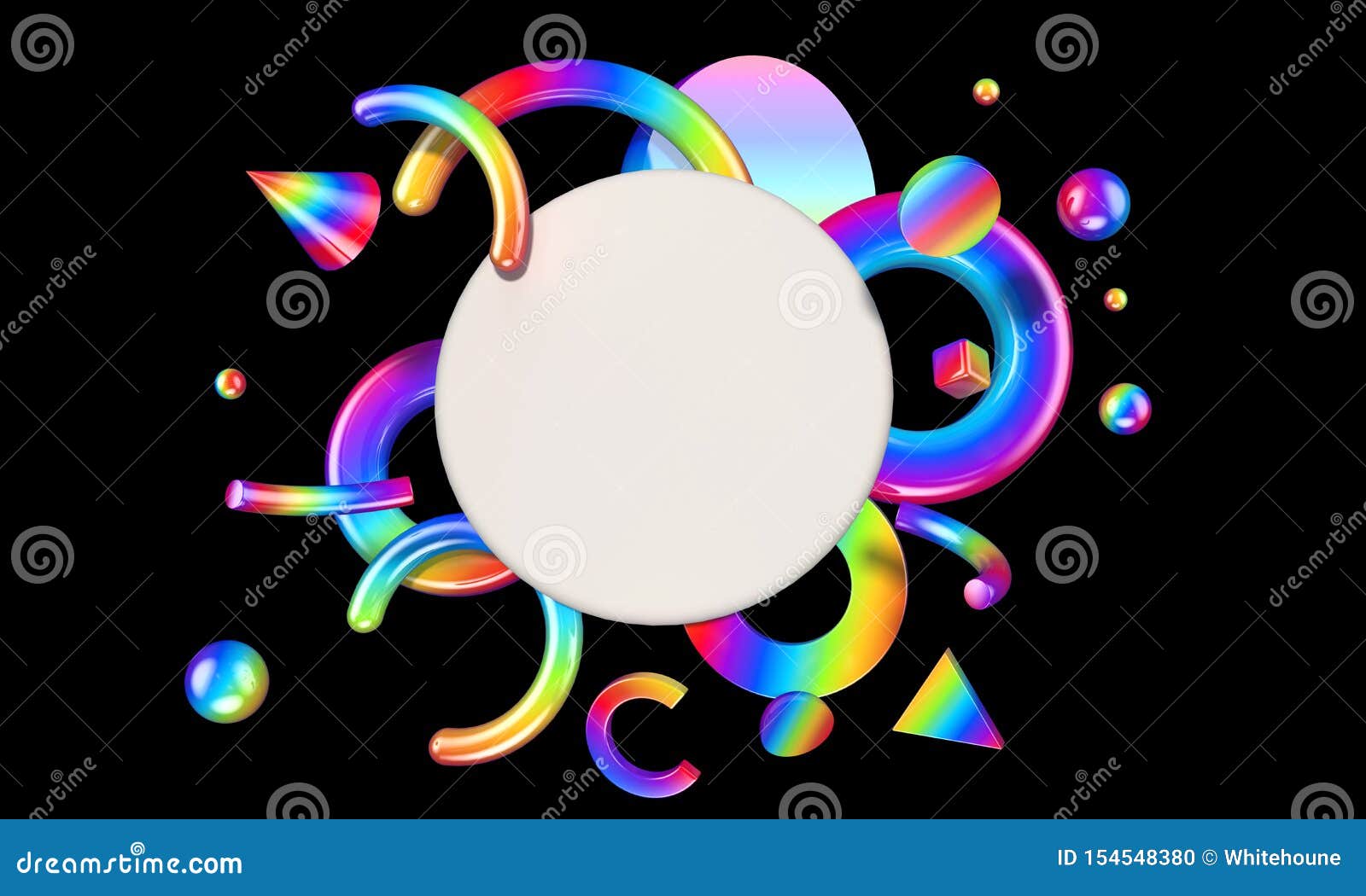 Abstract Composition with 3D Objects in All Colors Gradients Stock ...
