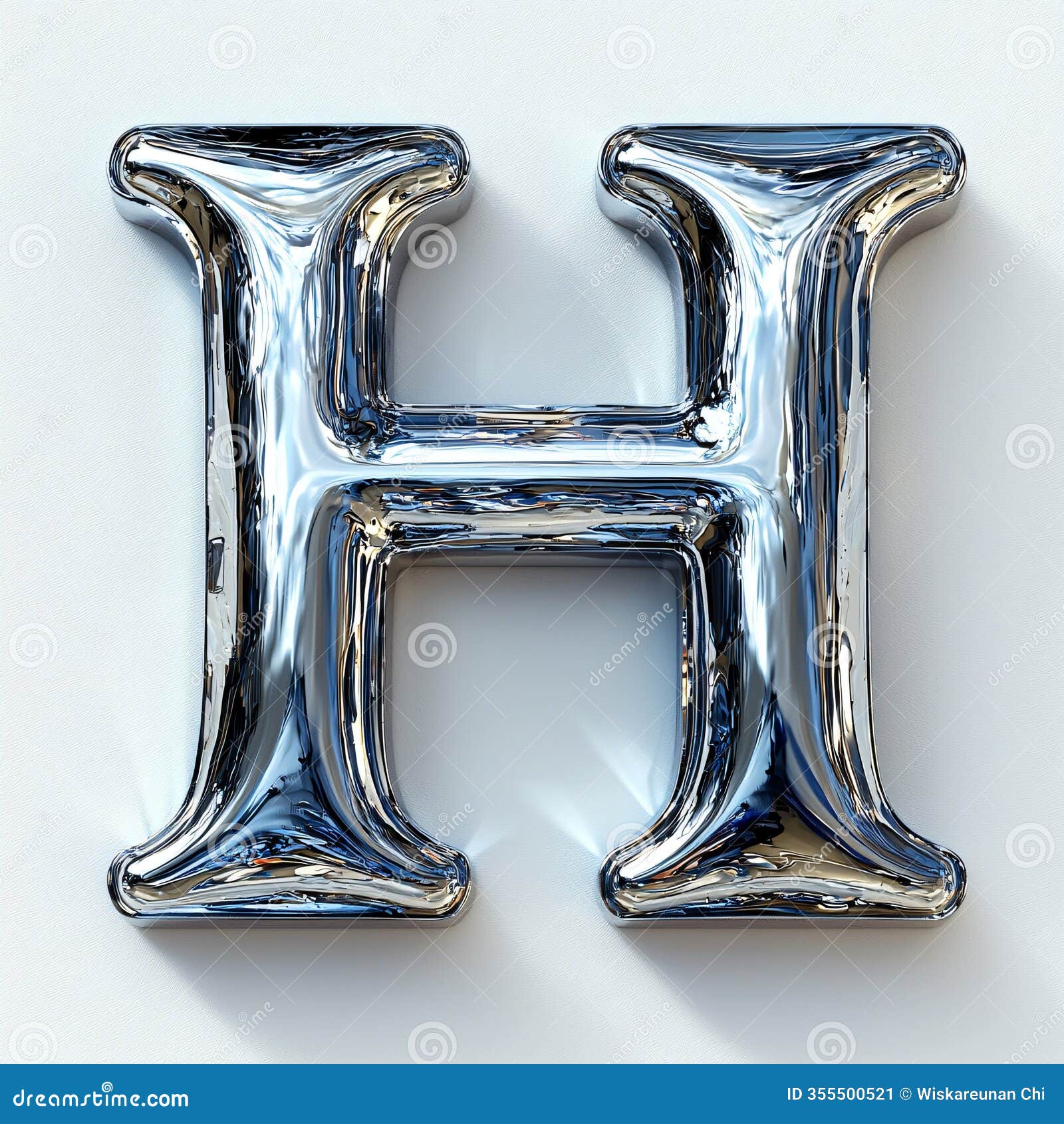 Chrome Letter H Shiny Metal Alphabet 3D Render Reflective Font AI ...