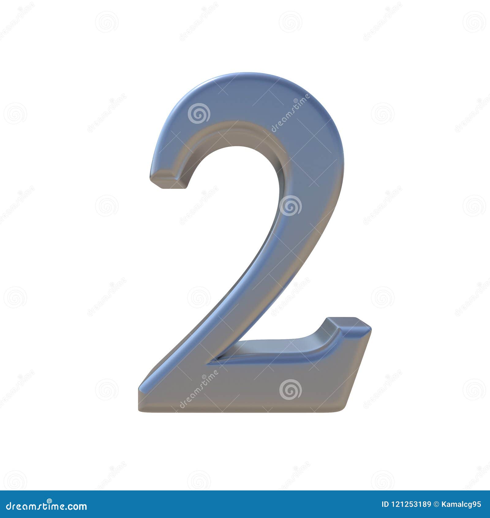 Silver Number 2 Isolated on White Stock Illustration - Illustration of ...