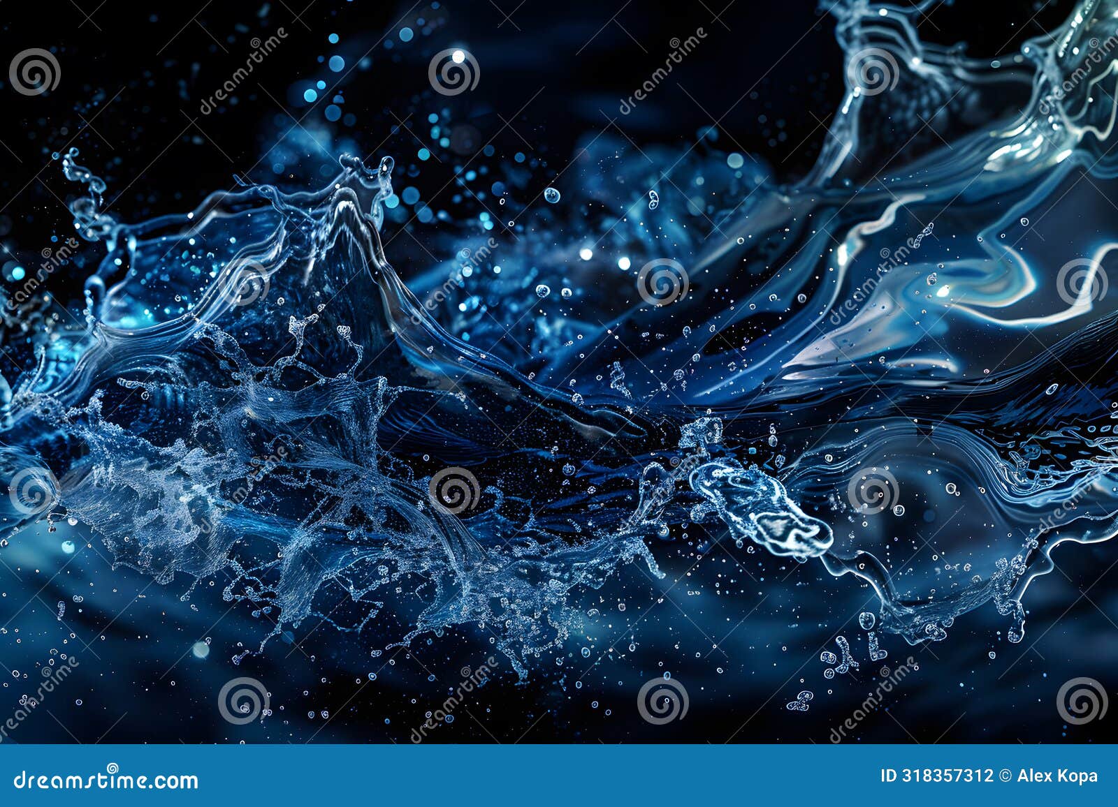High-resolution 3d Rendering of Dynamic Water Splashes on a Dark ...