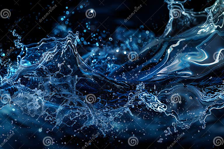 High-resolution 3d Rendering of Dynamic Water Splashes on a Dark Background Stock Illustration ...