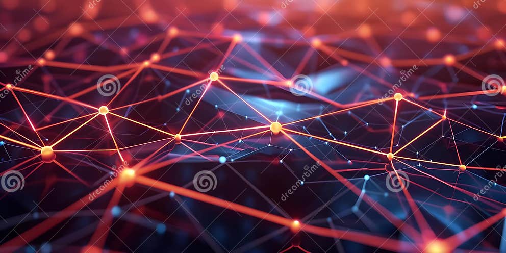 High-Resolution D Rendering of Glowing Technology Network Triangle with ...