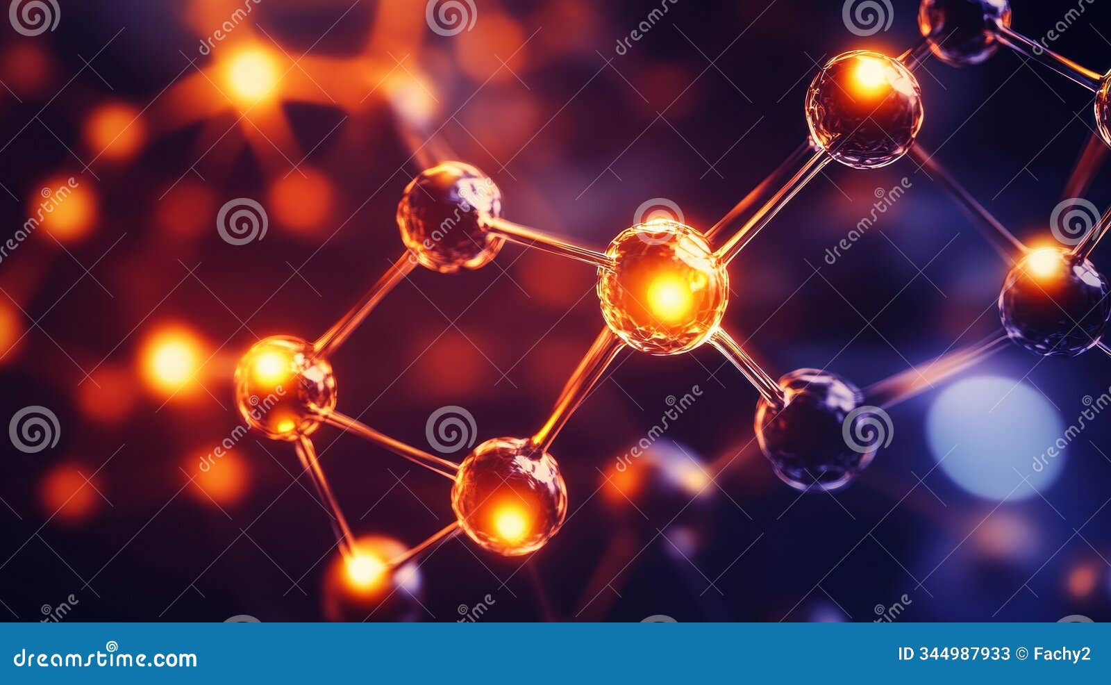 Advanced Molecular Structure with Glowing Orange Nodes Stock Illustration - Illustration of ...