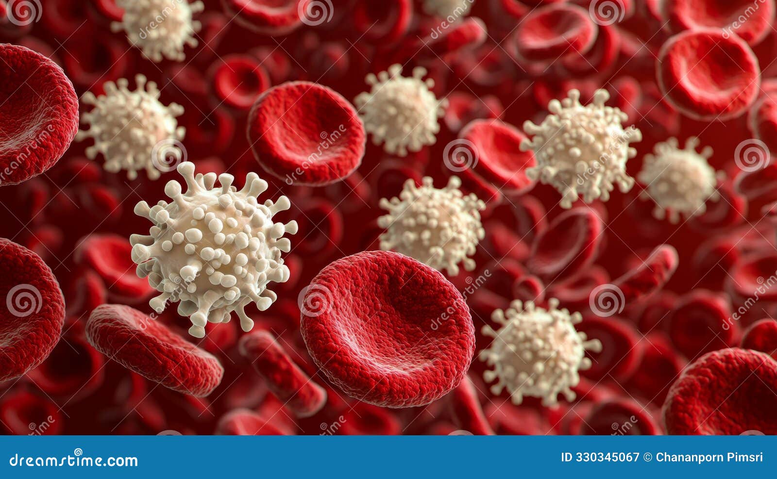 High-resolution Depiction of Red Blood Cells and Pathogens, Showcasing ...