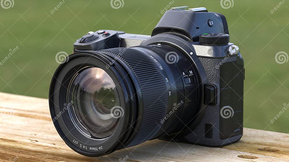 High-Resolution Digital Camera with Professional Lens Attachment Stock ...
