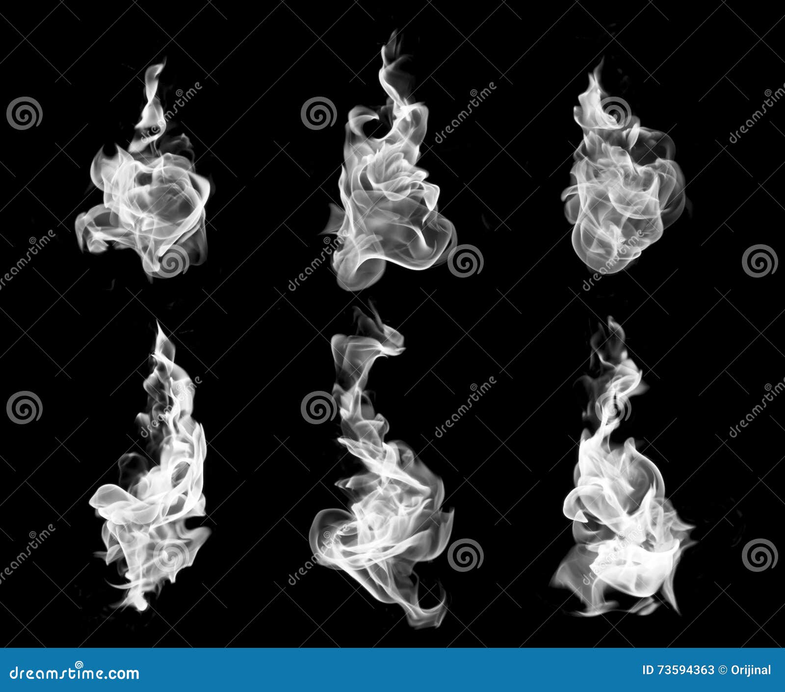 High Resolution Fire Collection of Isolated Flames on Black Back Stock ...