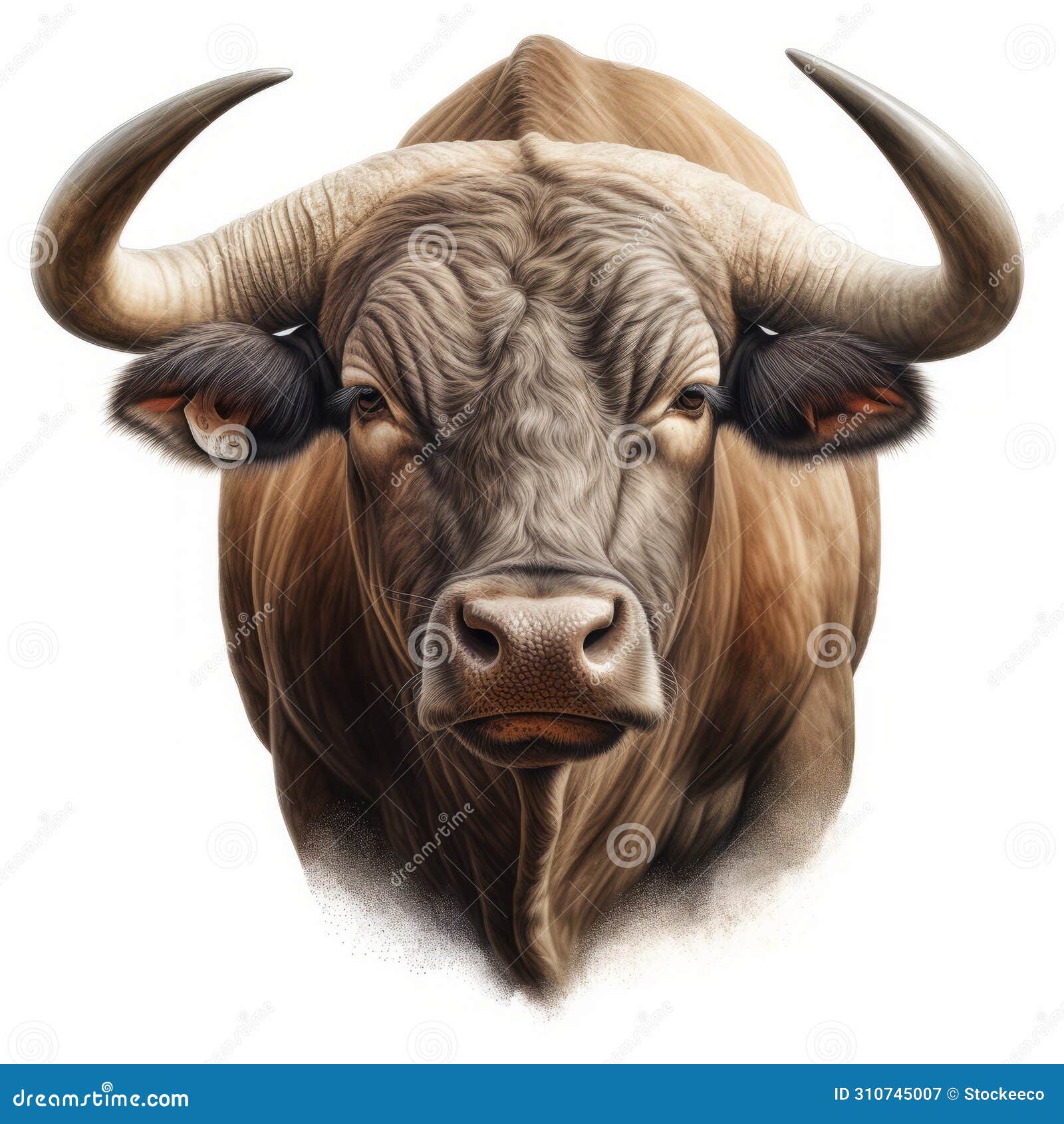 High Resolution Flat Drawing of Bull in Close-up Front View Stock ...