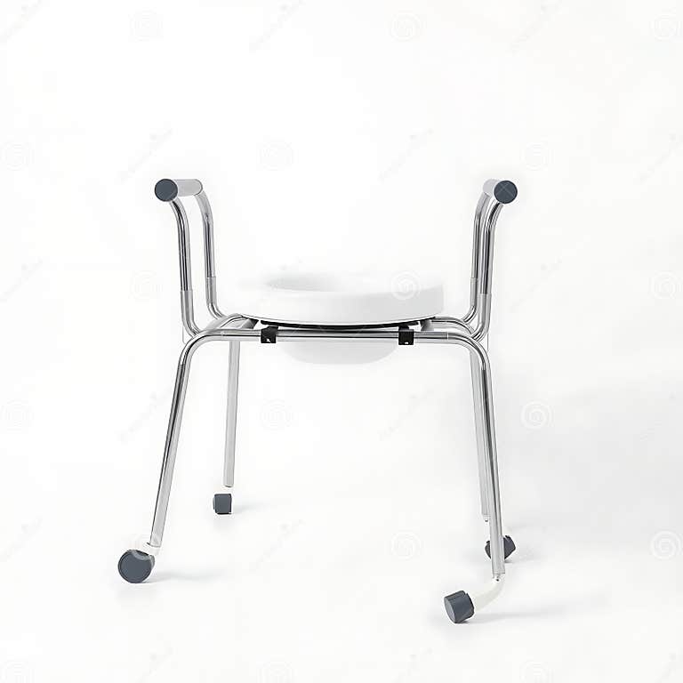 A Hospital Commode Chair with Adjustable Legs Placed on a Clean White ...