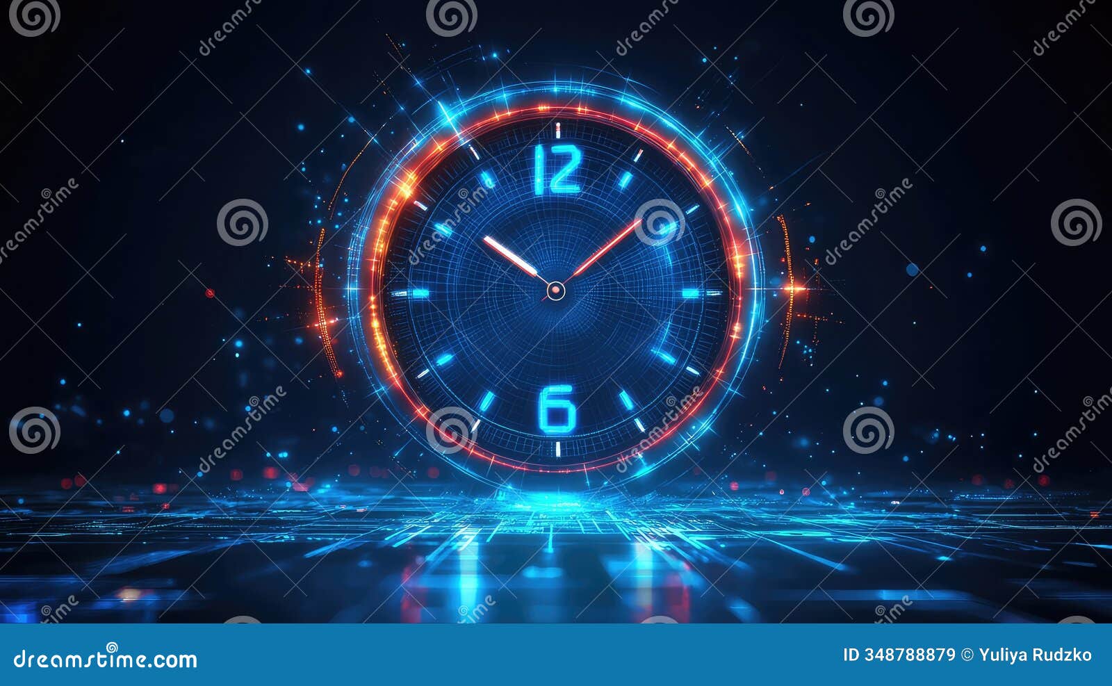 High-Resolution Futuristic Light Effect of Digital Clock Stock ...