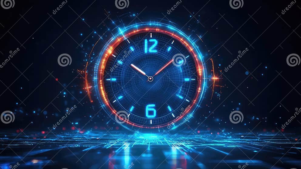 High-Resolution Futuristic Light Effect of Digital Clock Stock ...
