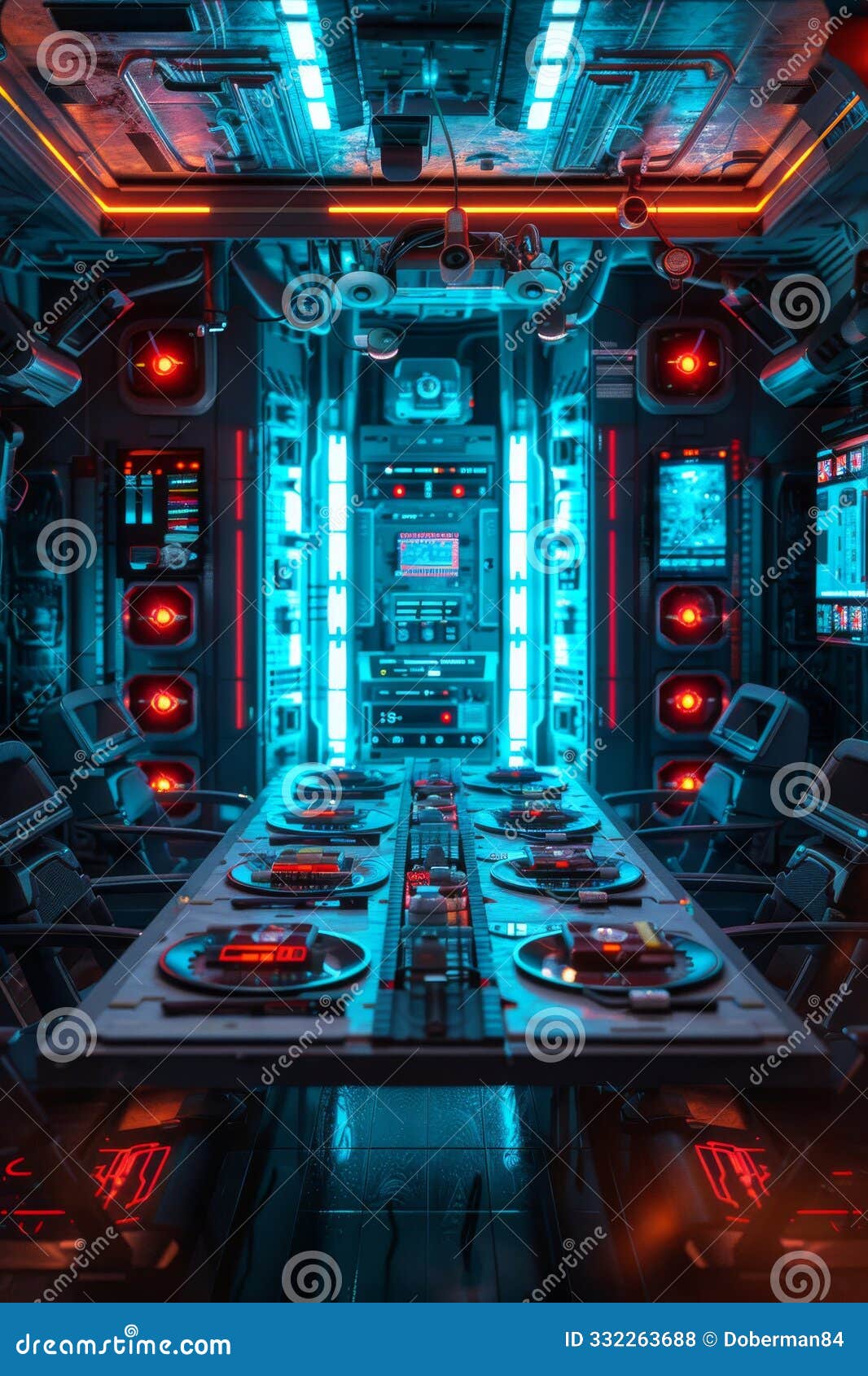 High-resolution Futuristic Sci-fi Control Room with Advanced Technology ...