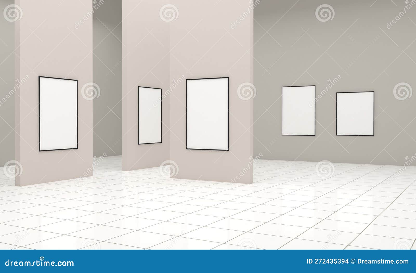 Modern Gallery Wall Mockup Blank Wall with Frames Display Artwork Presentation Art Design Empty ...