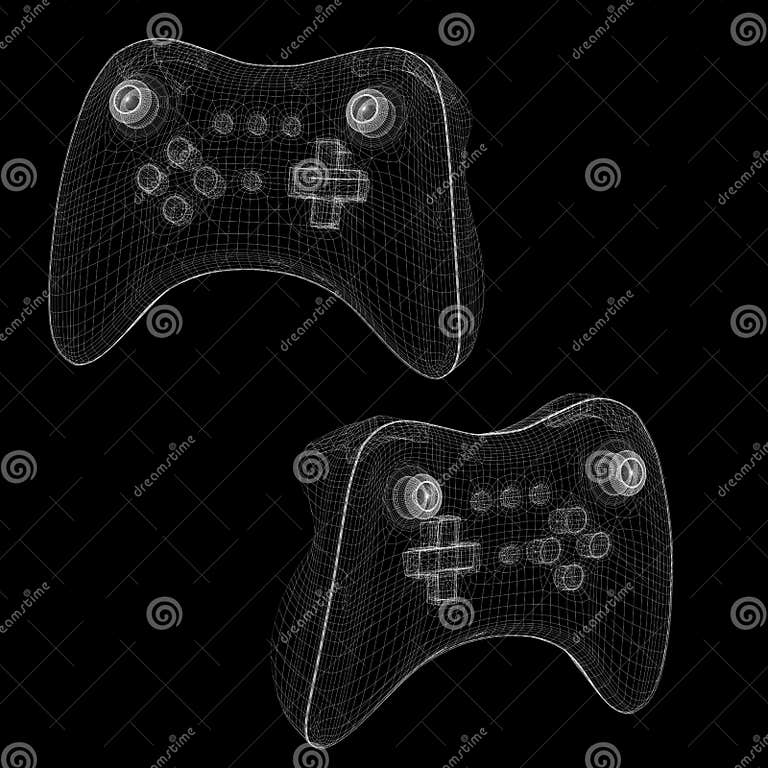 High Resolution Game Remote Controller with Black Background 3d ...