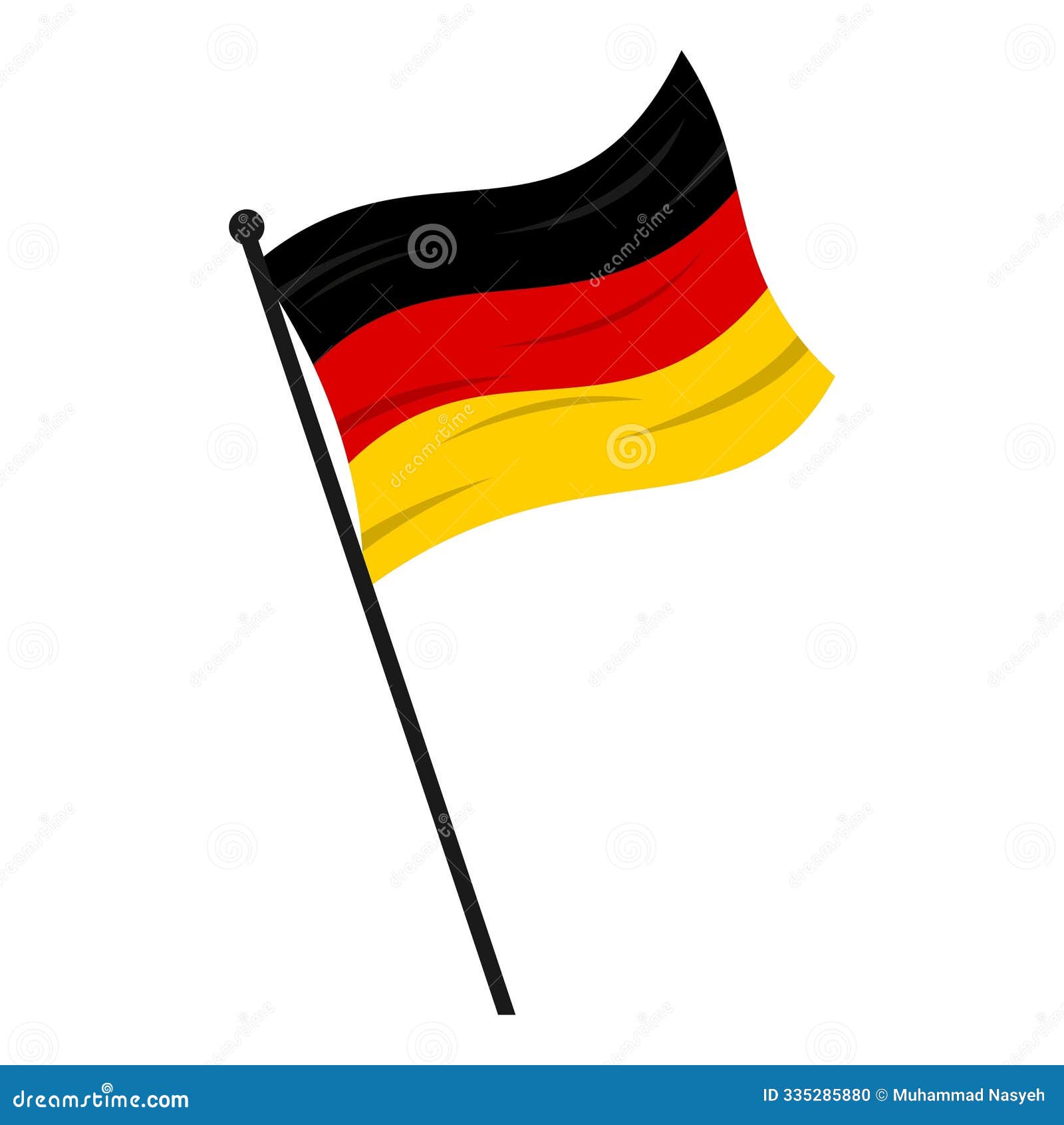 High Resolution German Flag Waving on Pole Isolated on White Background ...