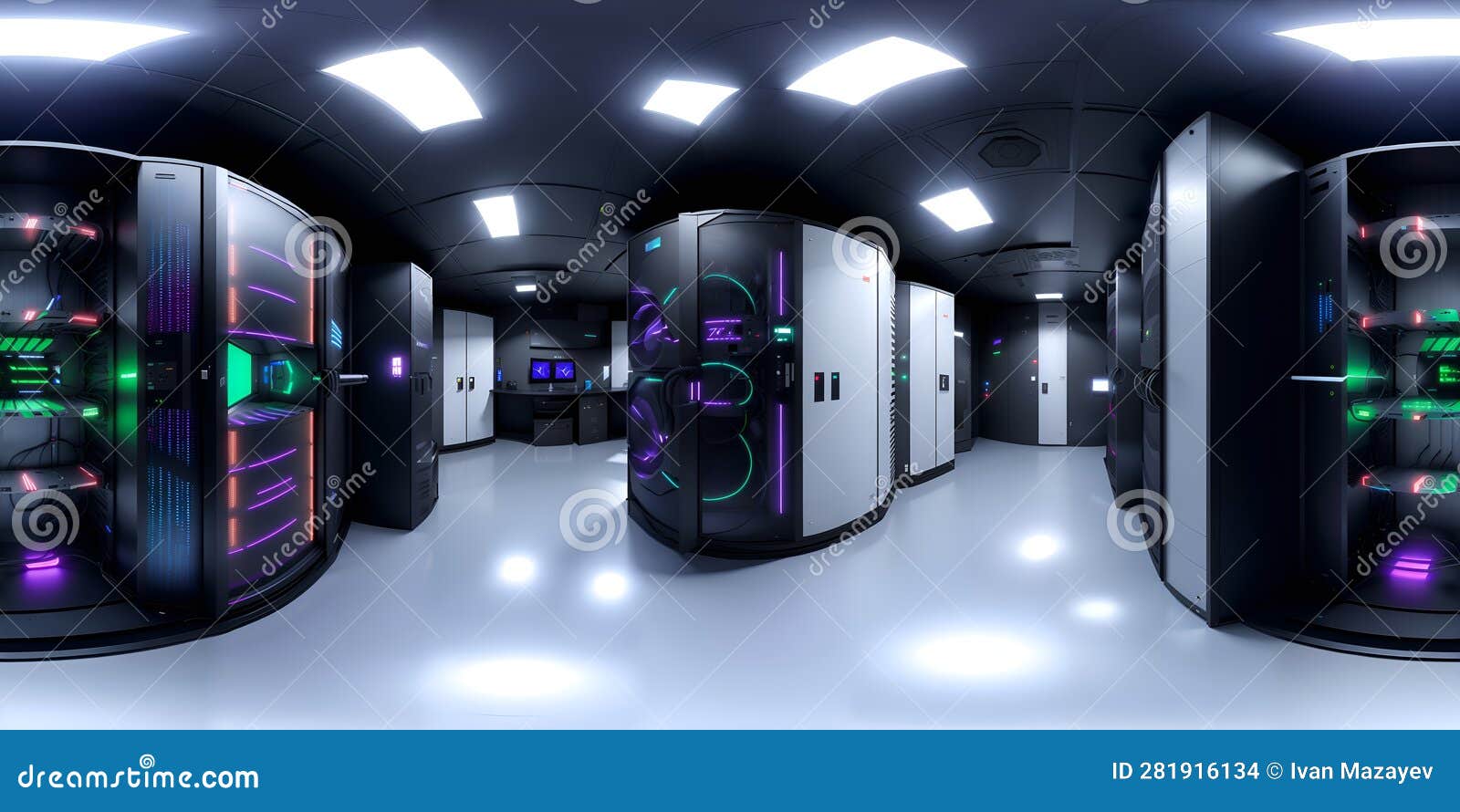 High Resolution HDRI 360 Panorama of a Server Data Room Center Stock ...