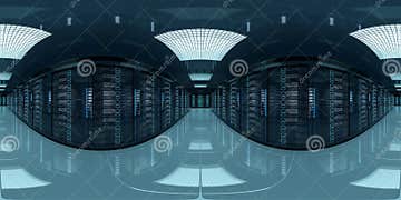 High Resolution HDRI Panoramic View of a Server Data Room Center. 360 ...