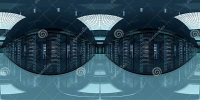 High Resolution HDRI Panoramic View of a Server Data Room Center. 360 ...
