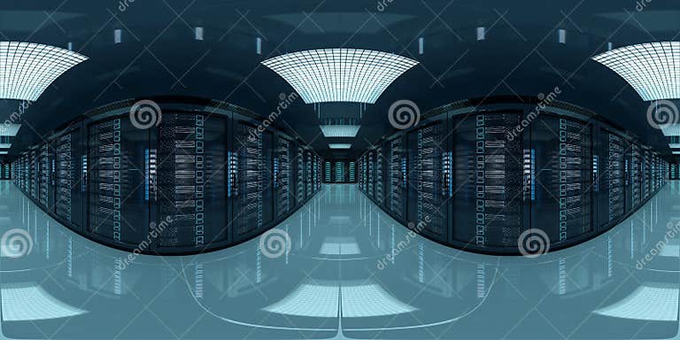 High Resolution HDRI Panoramic View of a Server Data Room Center. 360 ...