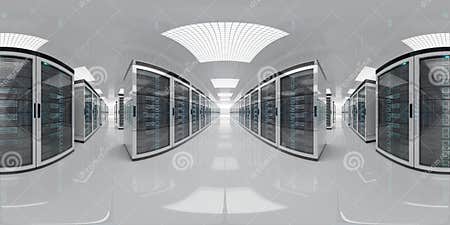 High Resolution HDRI Panoramic View of a Server Data Room Center. 360 ...