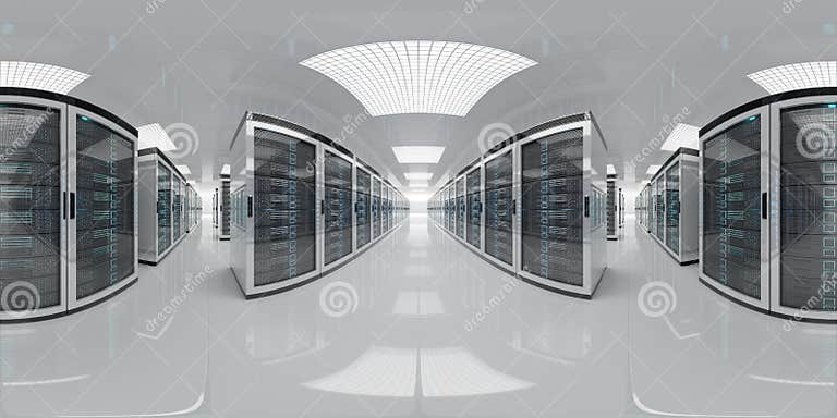 High Resolution HDRI Panoramic View of a Server Data Room Center. 360 ...