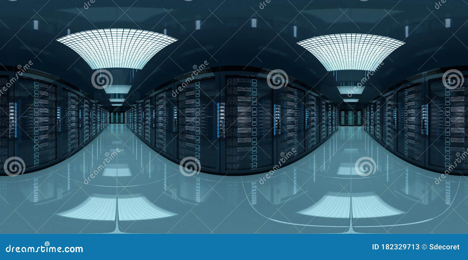 High Resolution HDRI Panoramic View of a Server Data Room Center. 360 ...