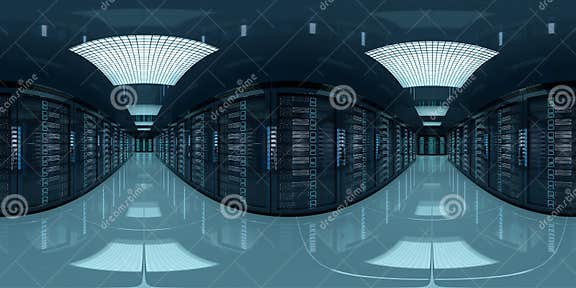 High Resolution HDRI Panoramic View of a Server Data Room Center. 360 ...