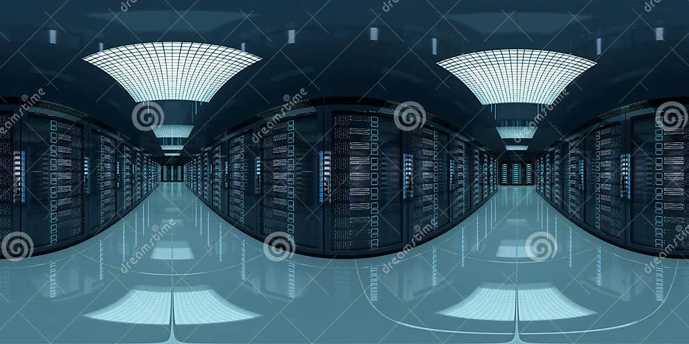 High Resolution HDRI Panoramic View of a Server Data Room Center. 360 ...