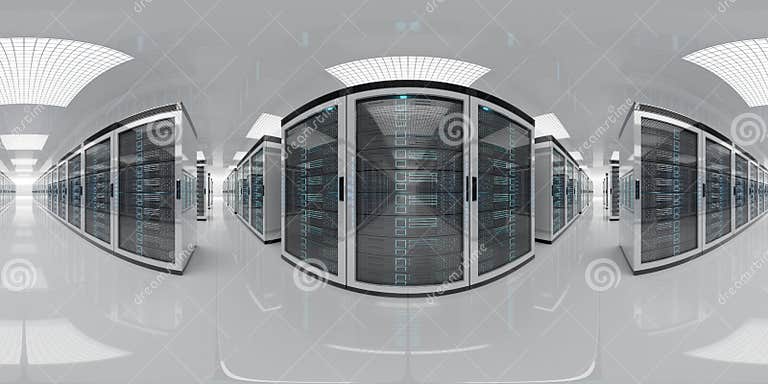 High Resolution HDRI Panoramic View of a Server Data Room Center. 360 ...