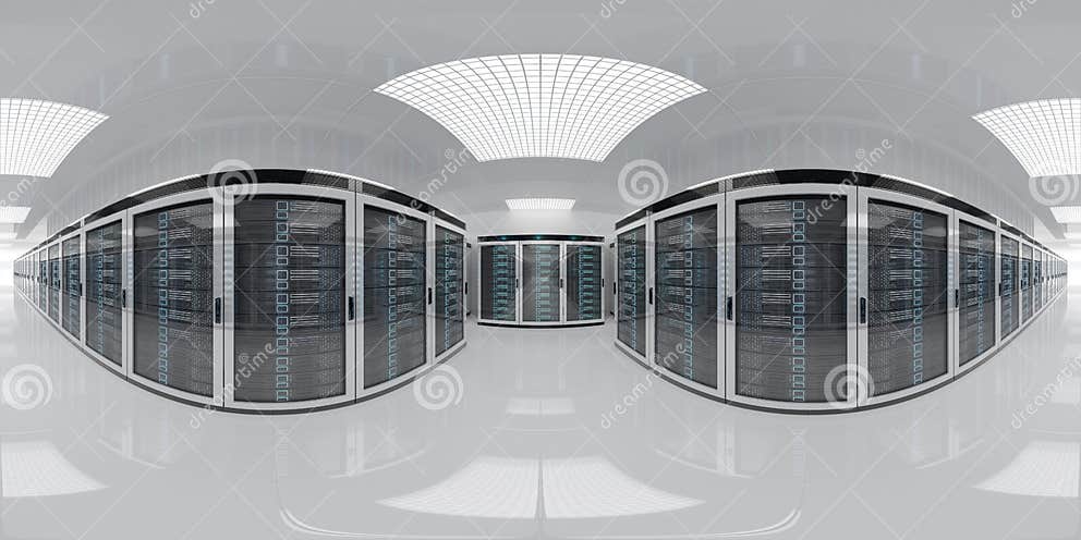 High Resolution HDRI Panoramic View of a Server Data Room Center. 360 ...