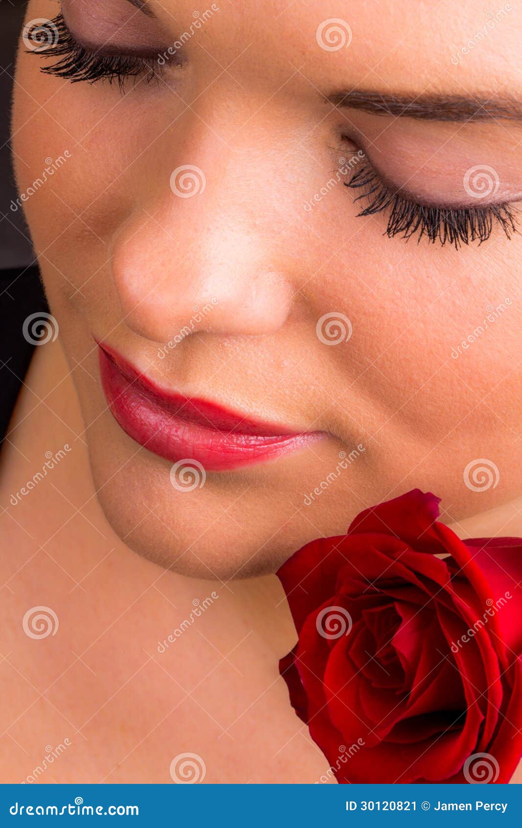 Beautiful Female Model with Red Rose Stock Image - Image of love ...