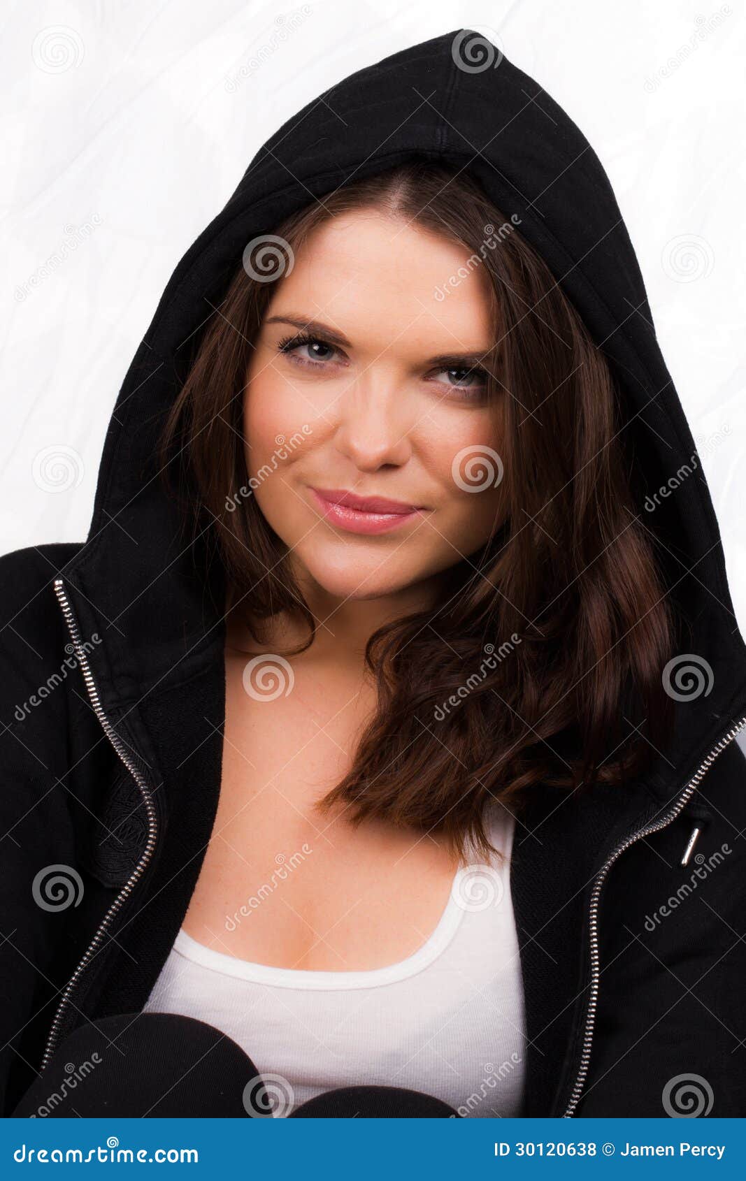 Beautiful Female Trainer with Hooded Jumper Stock Photo - Image of ...