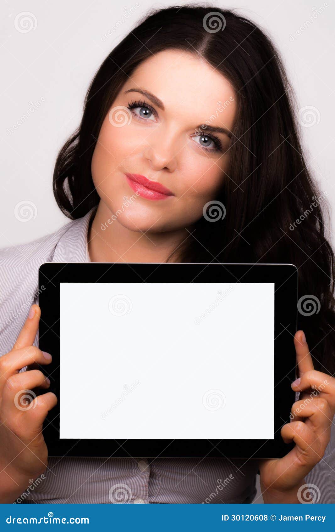Beautiful Young Female Using an Ipad Tablet Device Stock Photo - Image ...