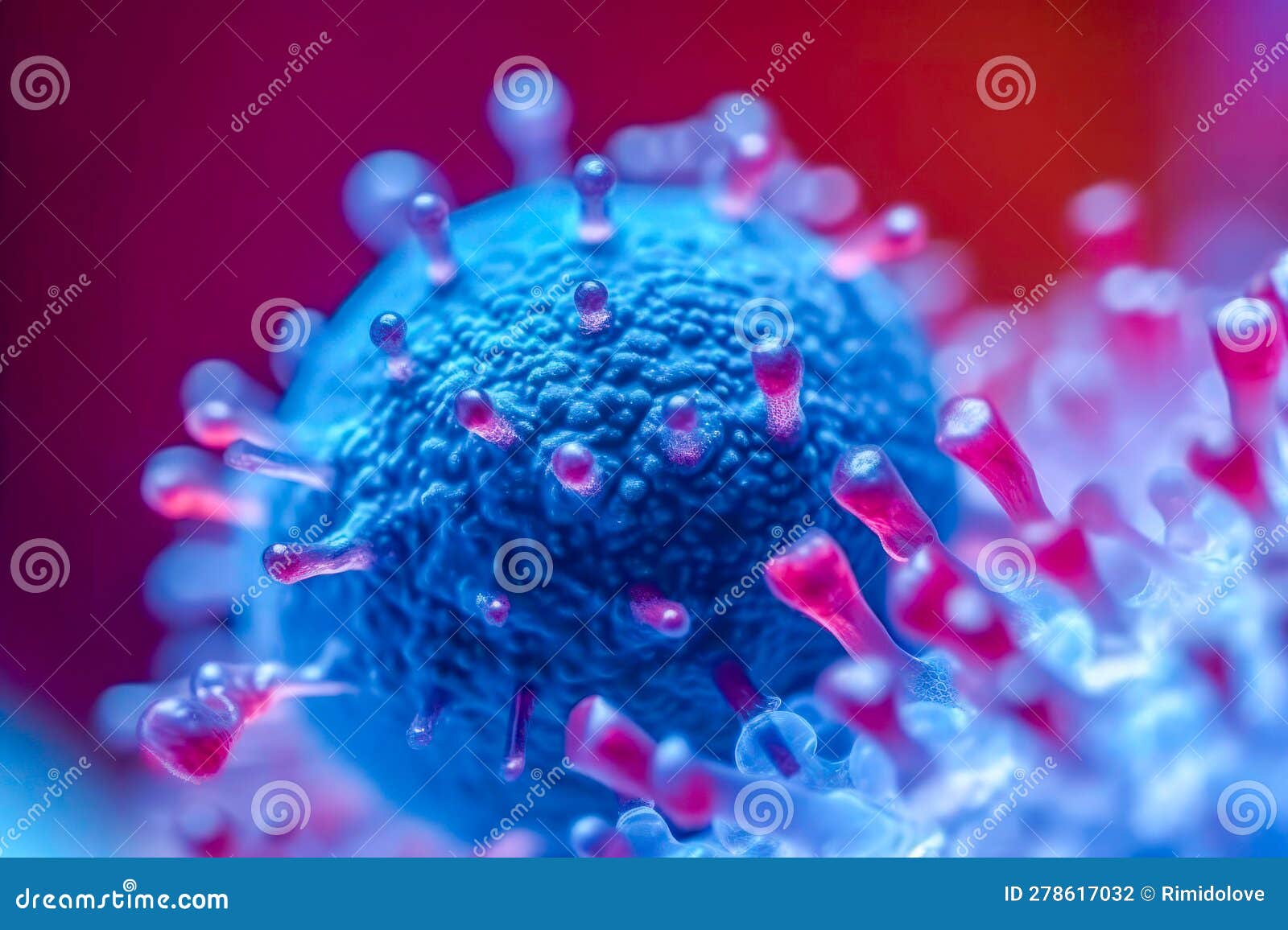 A High-resolution Image of a Blue-colored Virus Navigating through the ...