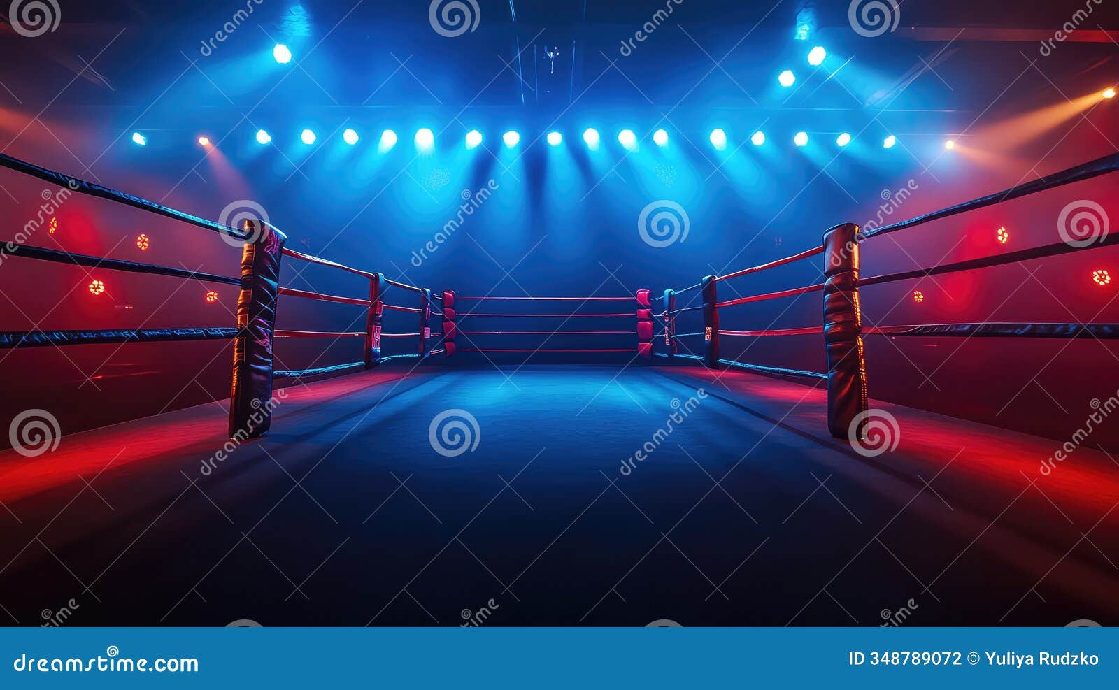 High-Resolution Image of a Boxing Ring in an Illuminated Arena Stock ...