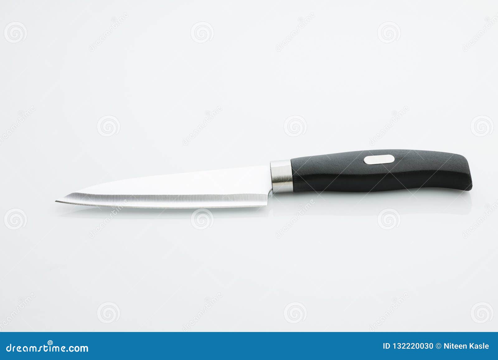 Kitchen: Top View of Kitchen Knife with Stainless Steel Blade on White ...