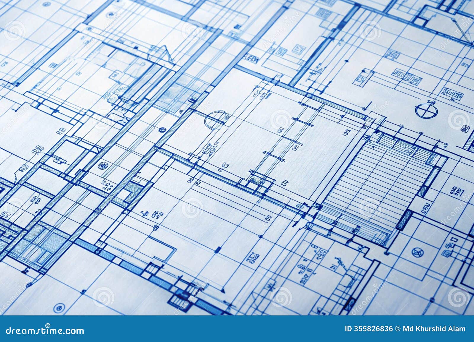 High Resolution Image of a Complex Architectural Blueprint, Displaying ...