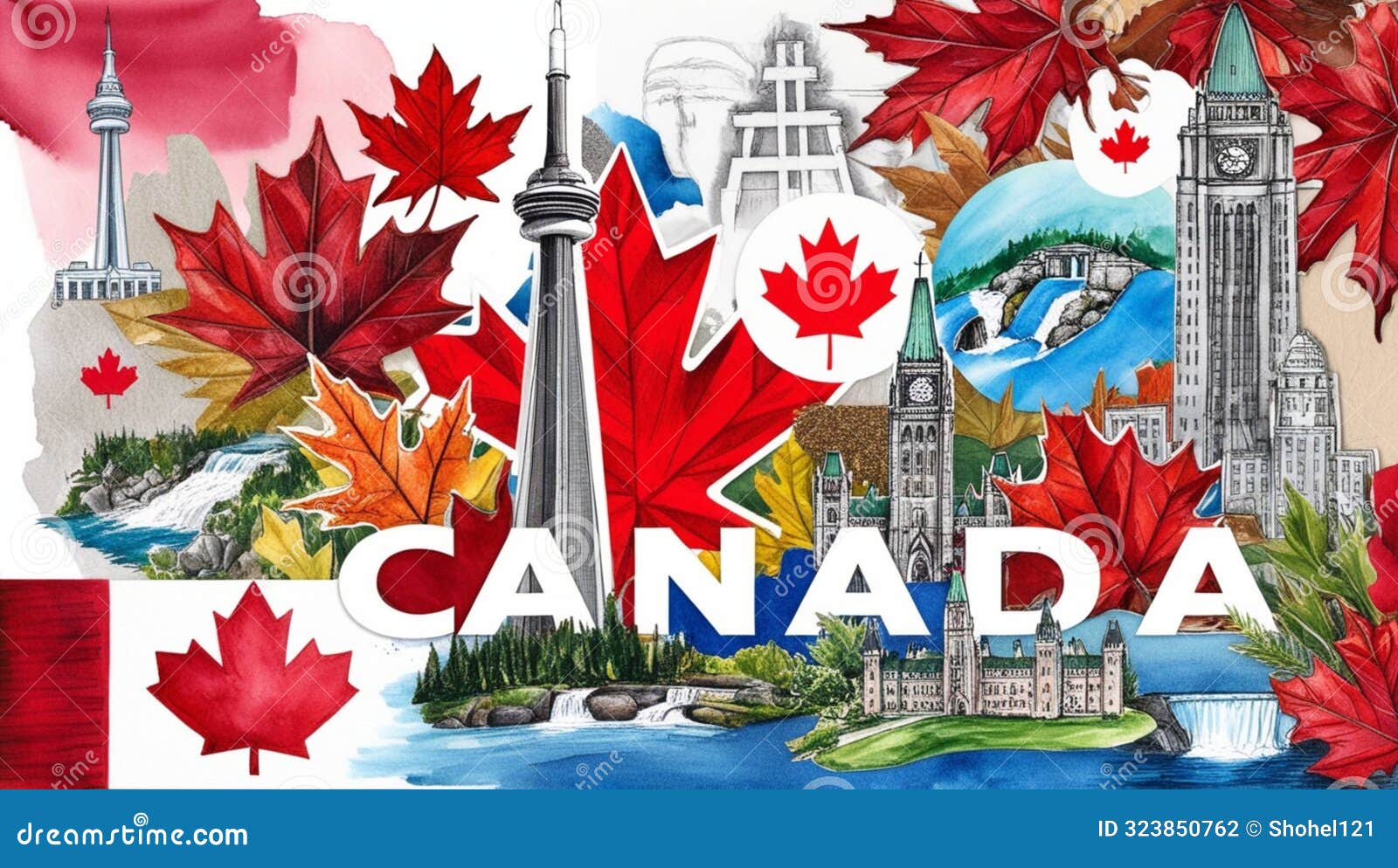 Celebrating Canada: a Captivating Mixed Media Collage of Iconic Symbols ...