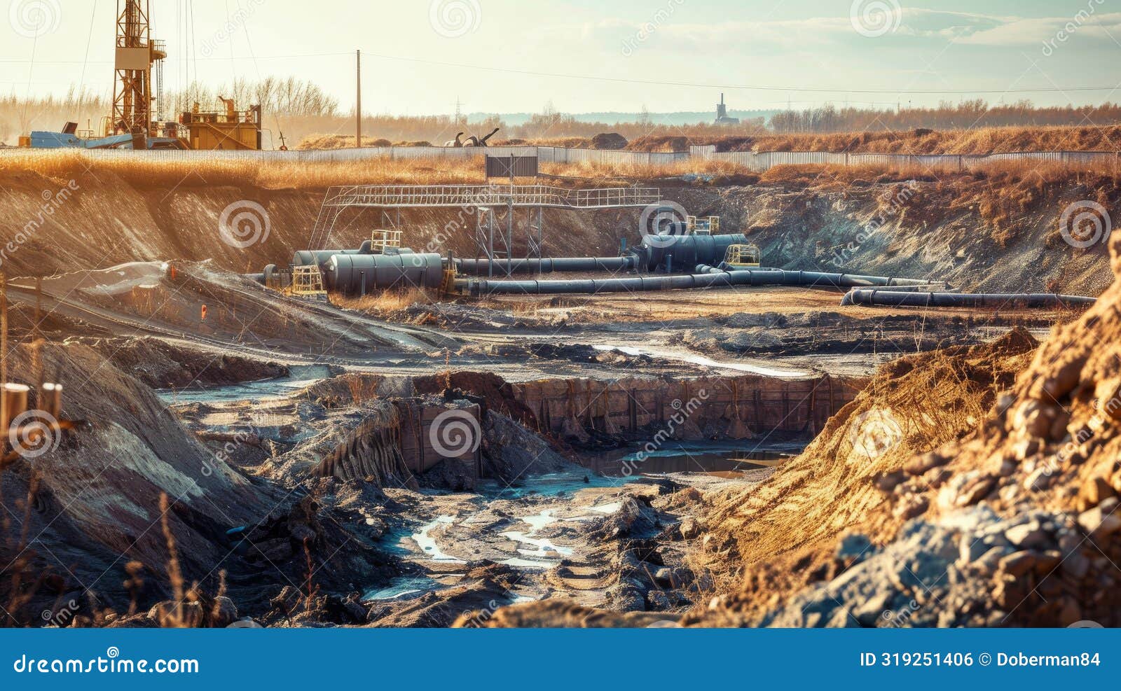 Industrial Landscape of an Extensive Open-pit Mining Area with ...
