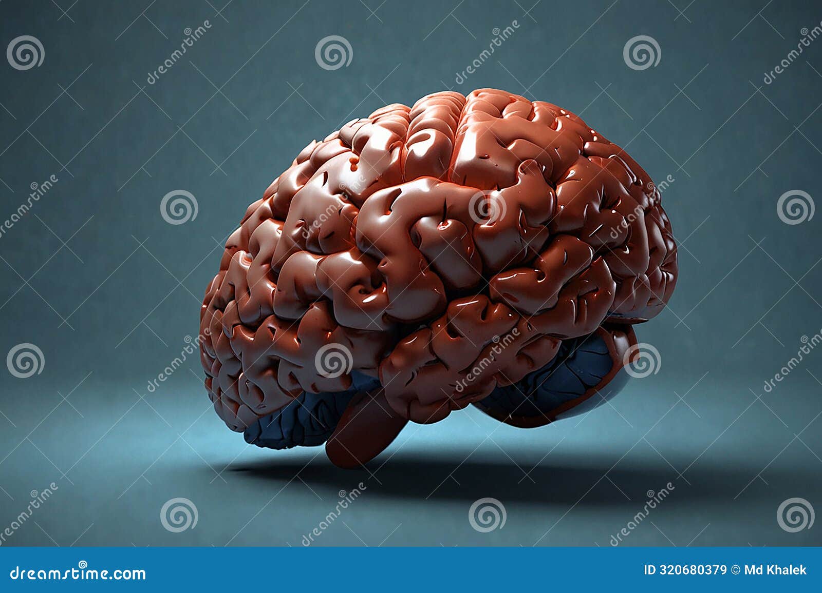 Human Brain Model on Blue Background. Stock Illustration - Illustration of biology, cortex ...