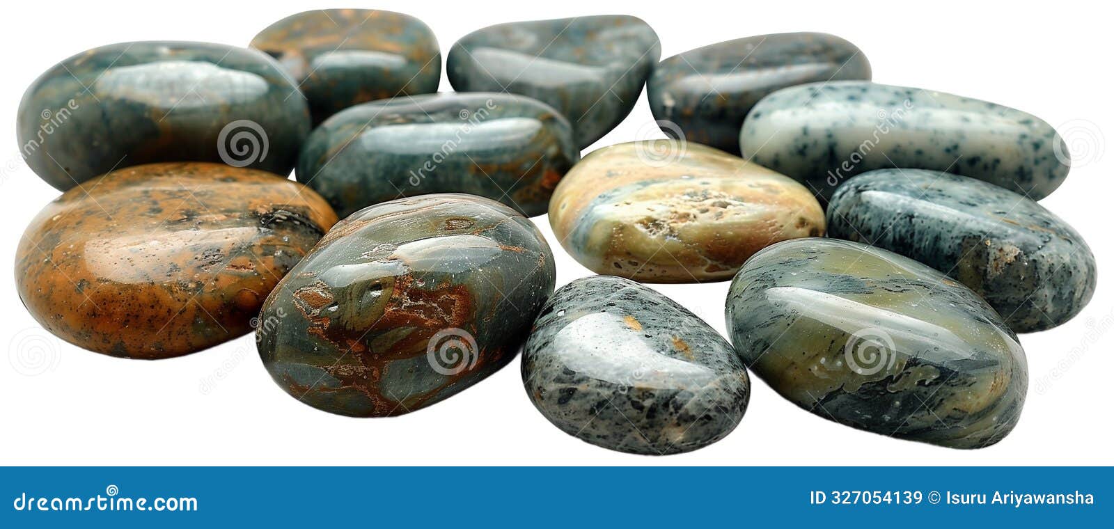 Cluster of Smooth River Stones Isolated on White Background Stock ...