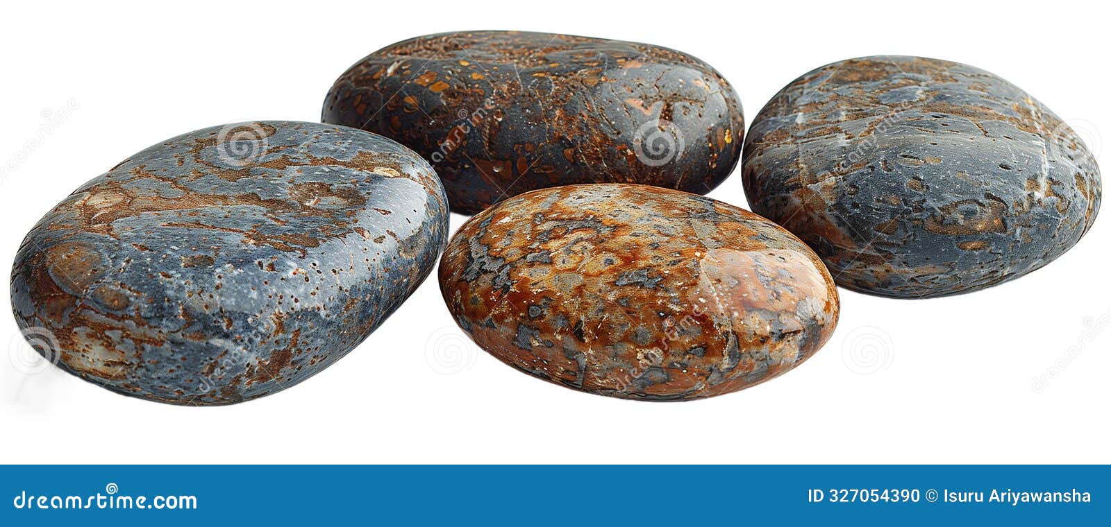 Cluster of Smooth River Stones Isolated on White Background Stock ...