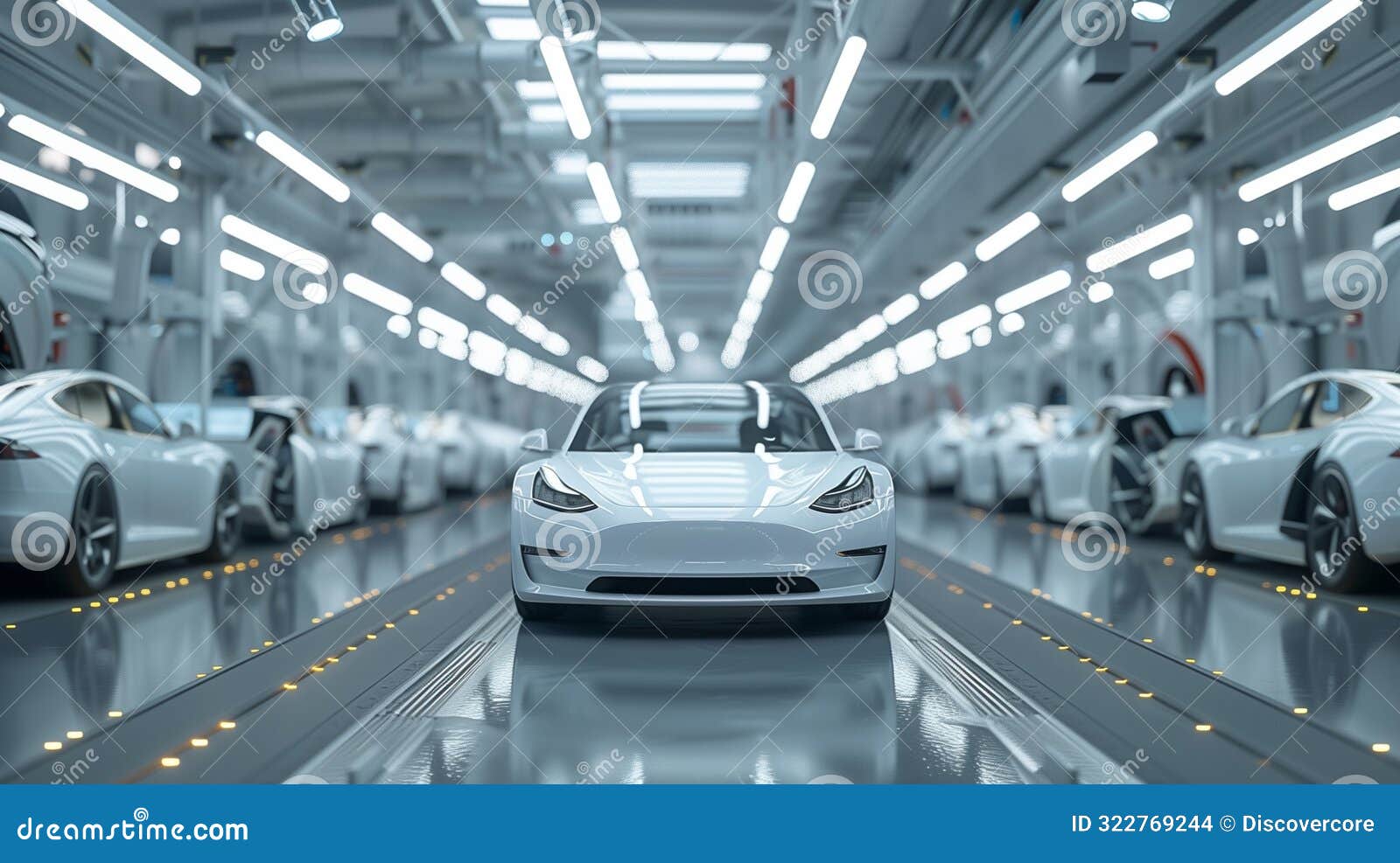 Electric Cars on Advanced Assembly Line in High-Tech Manufacturing ...