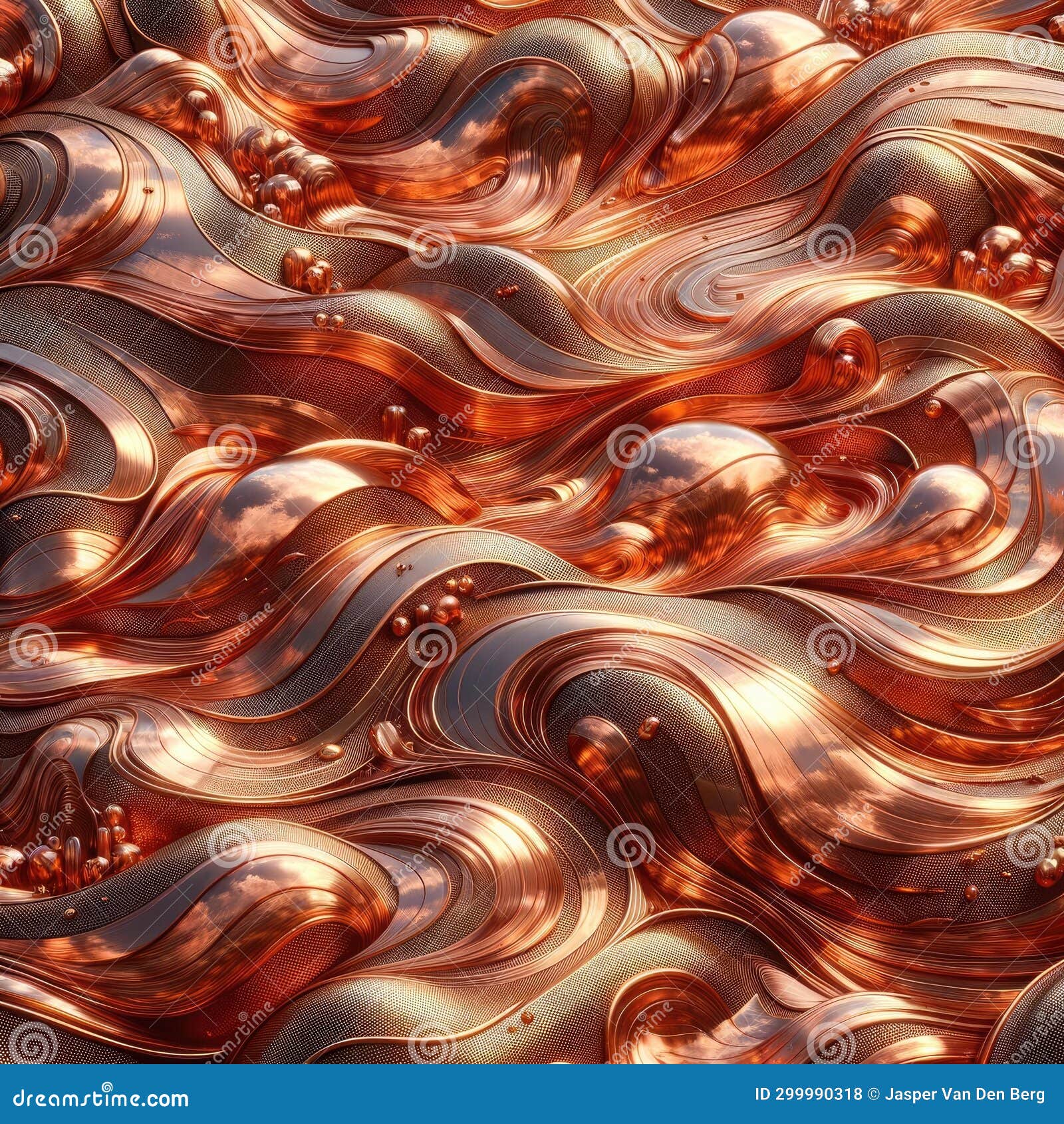 Abstract Copper Waves Texture, AI Generated Stock Illustration ...