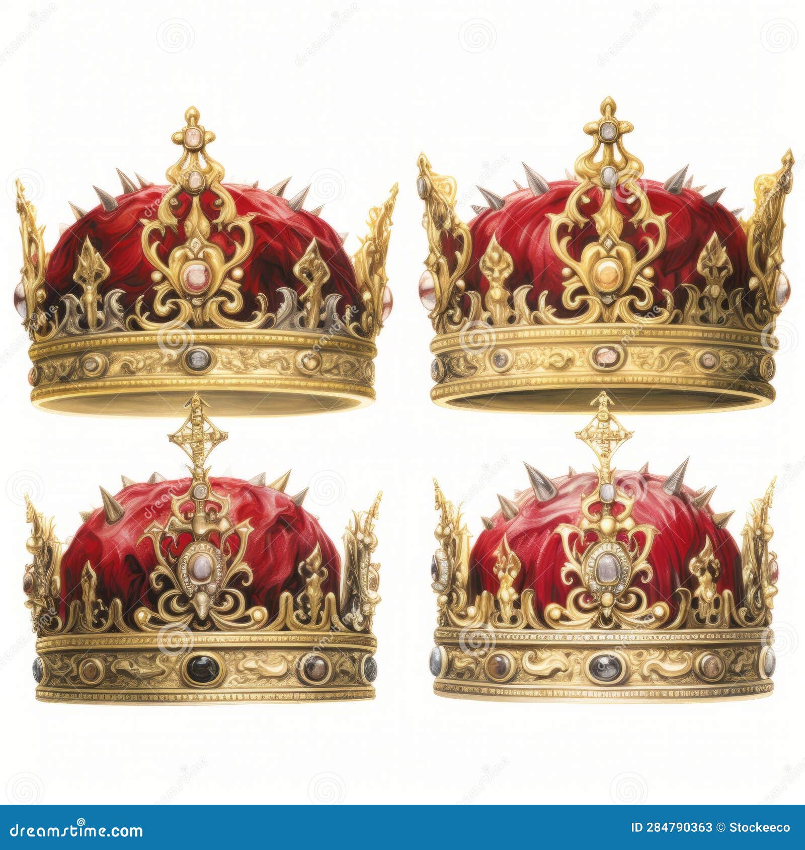 High Resolution Image of Four Victorian Crowns with Red on Both Sides ...