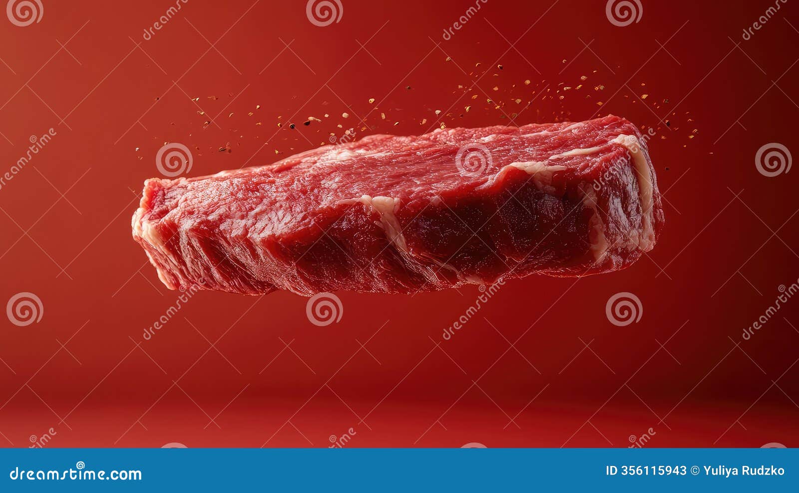 High-Resolution Image of Fresh Raw Meat Suspended in Mid-Air Against a ...