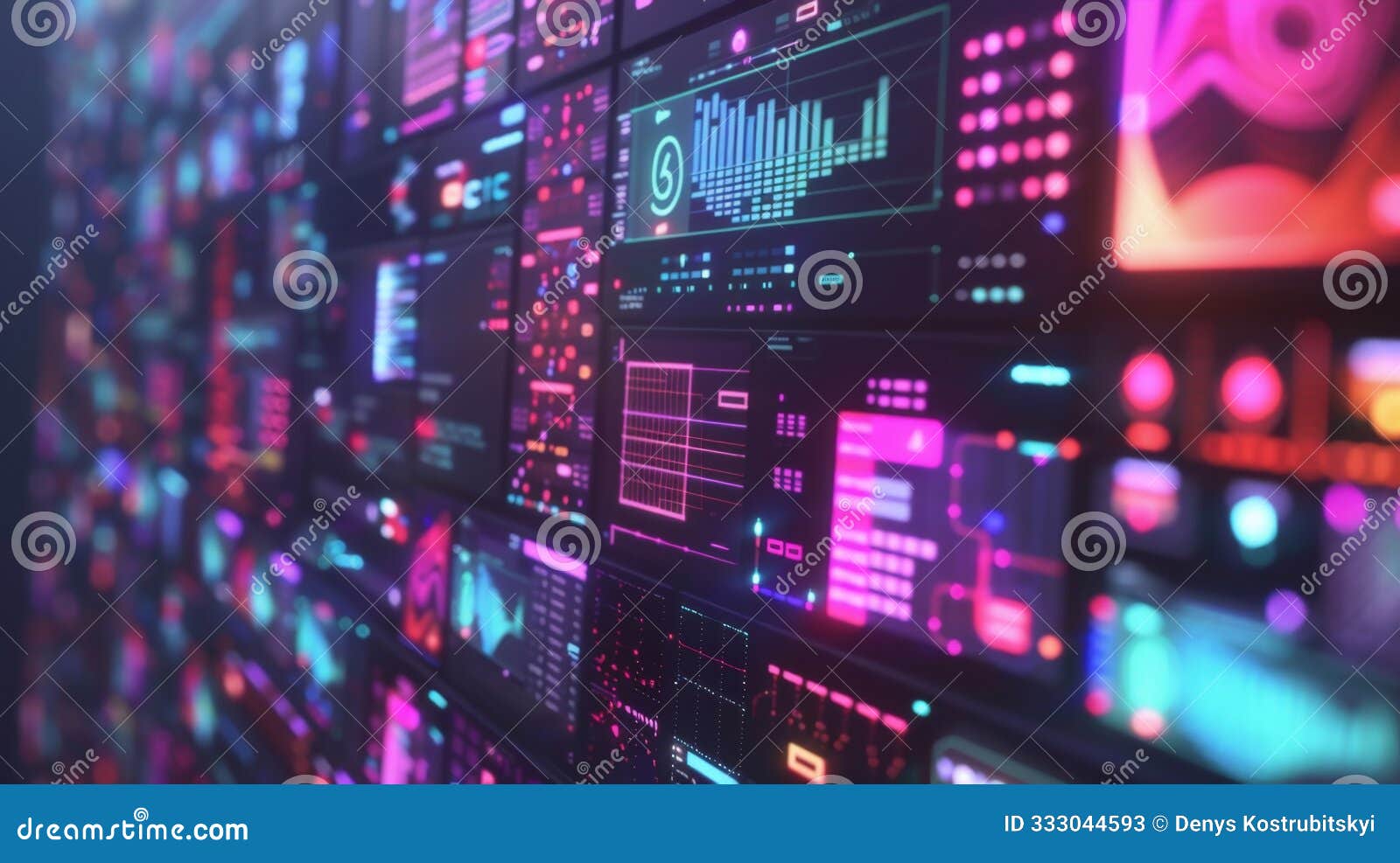Futuristic Control Panel with Vibrant Interface Displays Stock ...