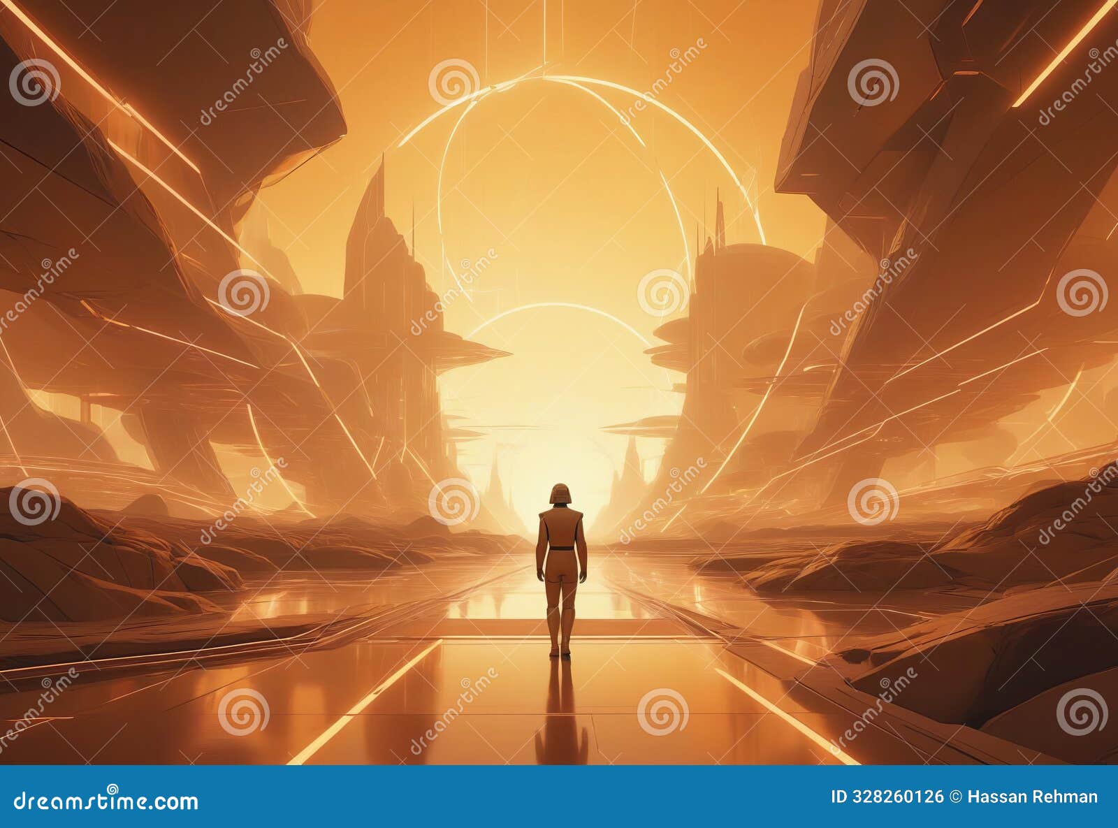 A High-resolution Image of a Futuristic, Glowing Cyber Landscape Stock ...