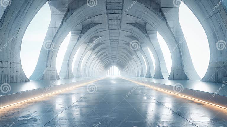 Futuristic Minimalist Corridor with Advanced Technology and Panoramic ...