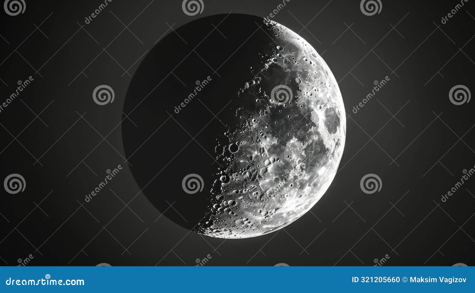 Half Moon with Craters in High Resolution, Generative AI Stock Photo ...