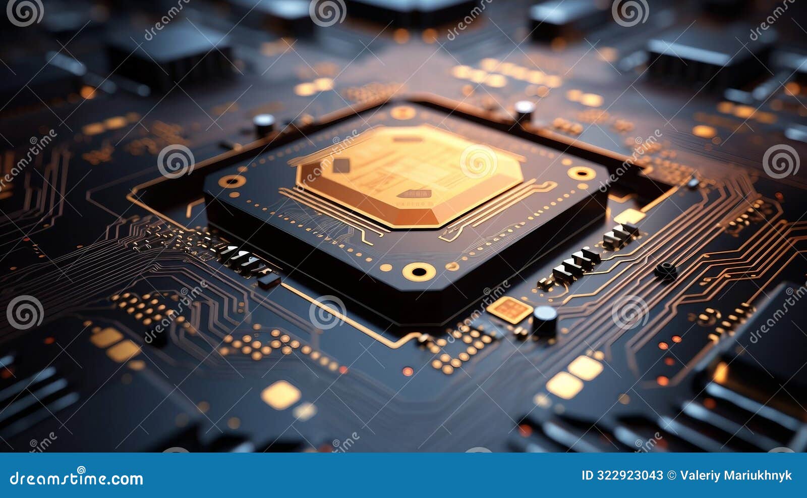 High-Resolution Image of a Microchip Embedded in a Circuit Board with ...